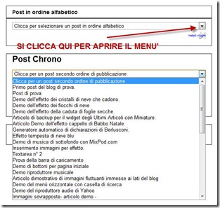 Menù a tendina con tutti i titoli dei post che sono stati pubblicati ...